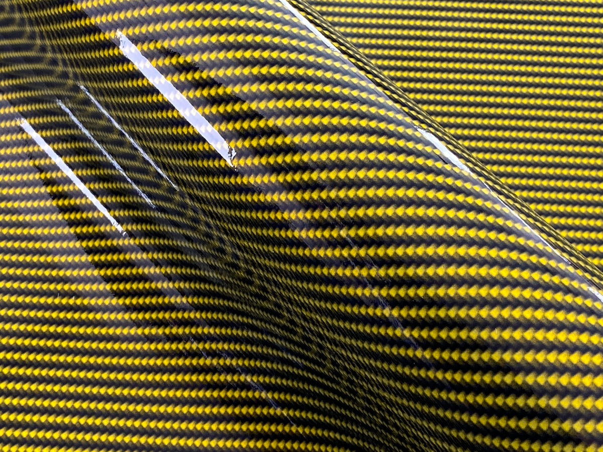 WRPD. Twill Weave Yellow Carbon Fibre Vinyl Wrap - Car Wrapping Film ...